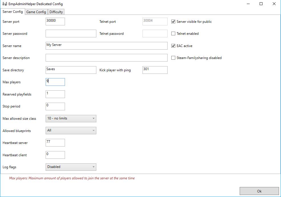 Game (Dedicated) Config | Emp Admin Helper